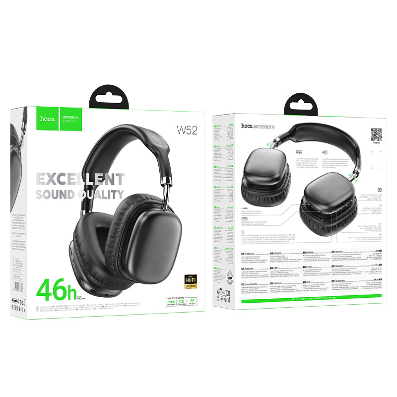 Premium Bluetooth Headset w/ 46 Hours, Excellent Sound Quality (W52)