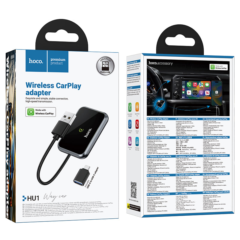 Wireless Adaptor for Apple Car Play w/ USB-A & USB-C Plug (HU1)
