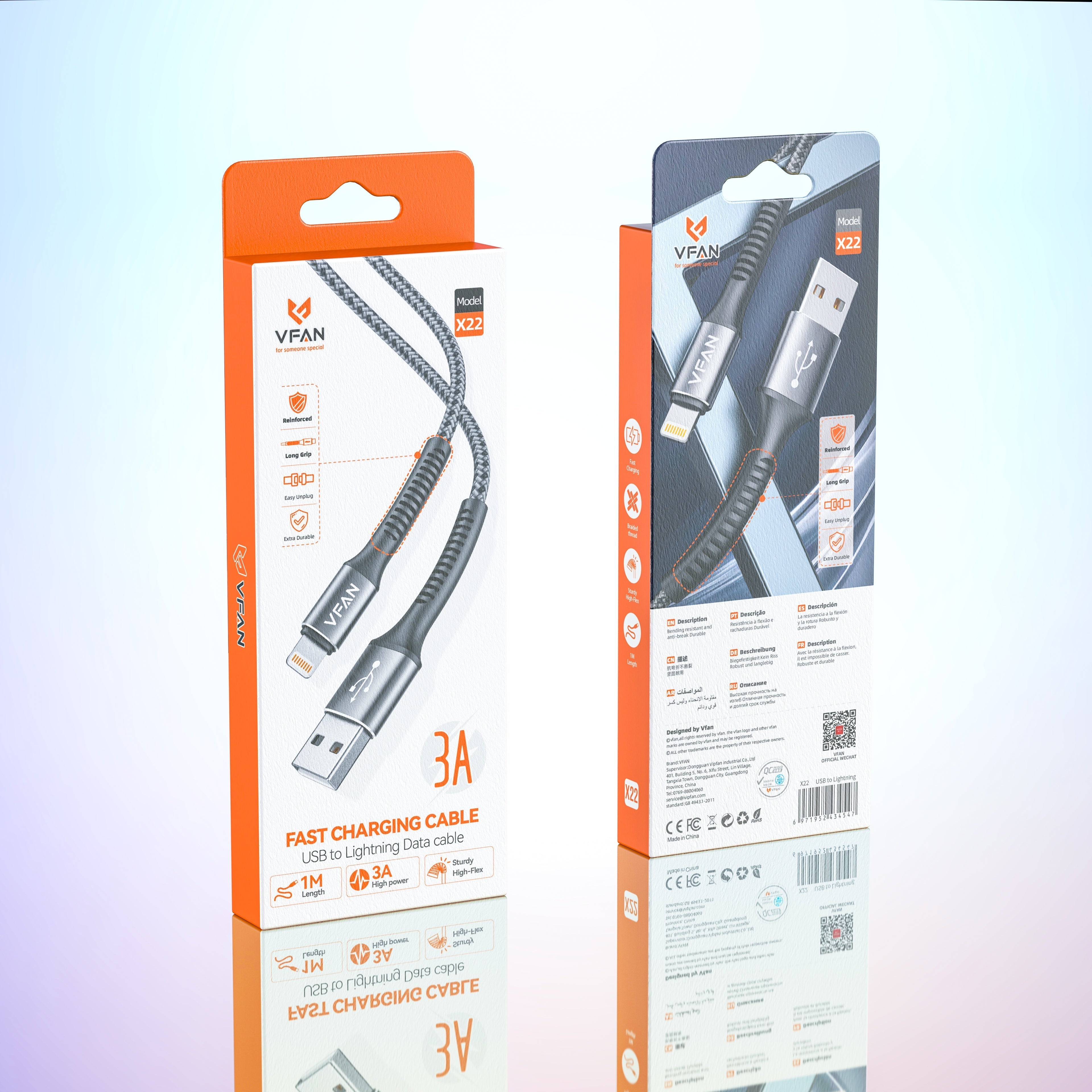 Super Fast Charging Cable with Reinforced Long Grip (X22) - 30W Lightn